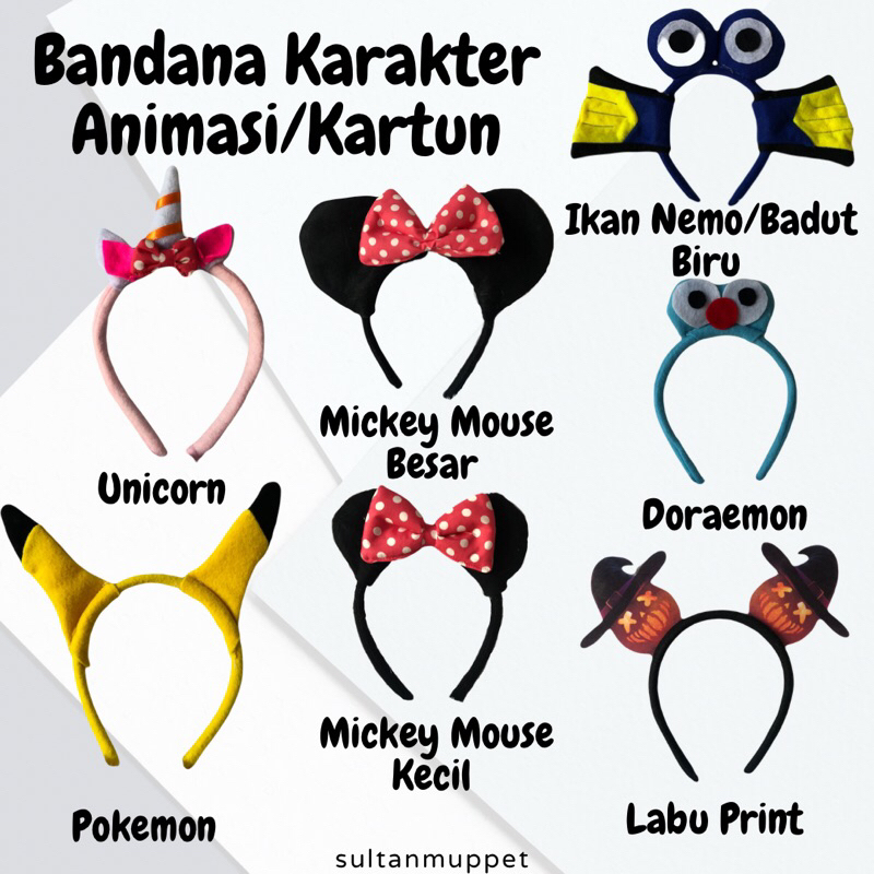 Jual Bando Anak Dewasa Karakter Animasi Kartun / Headband Halloween ...