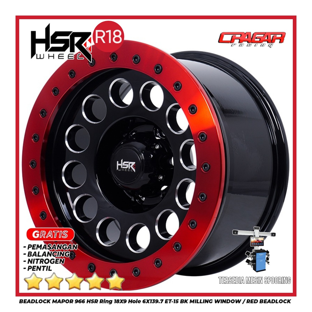 Jual VELG PELEK HSR WHEEL BEADLOCK MAPOR D966 R18 LUBANG 6 ET15 BMW/RED ...