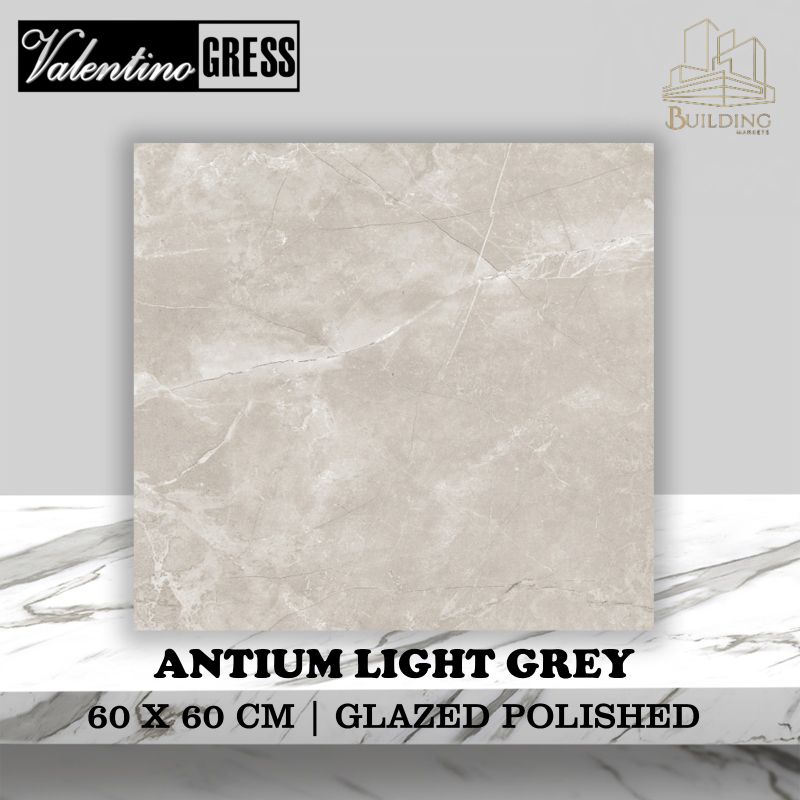 Jual Granite Lantai 60x60 ANTIUM LIGHT GREY/GLOSSY/VALENTINO GRESS | Shopee Indonesia