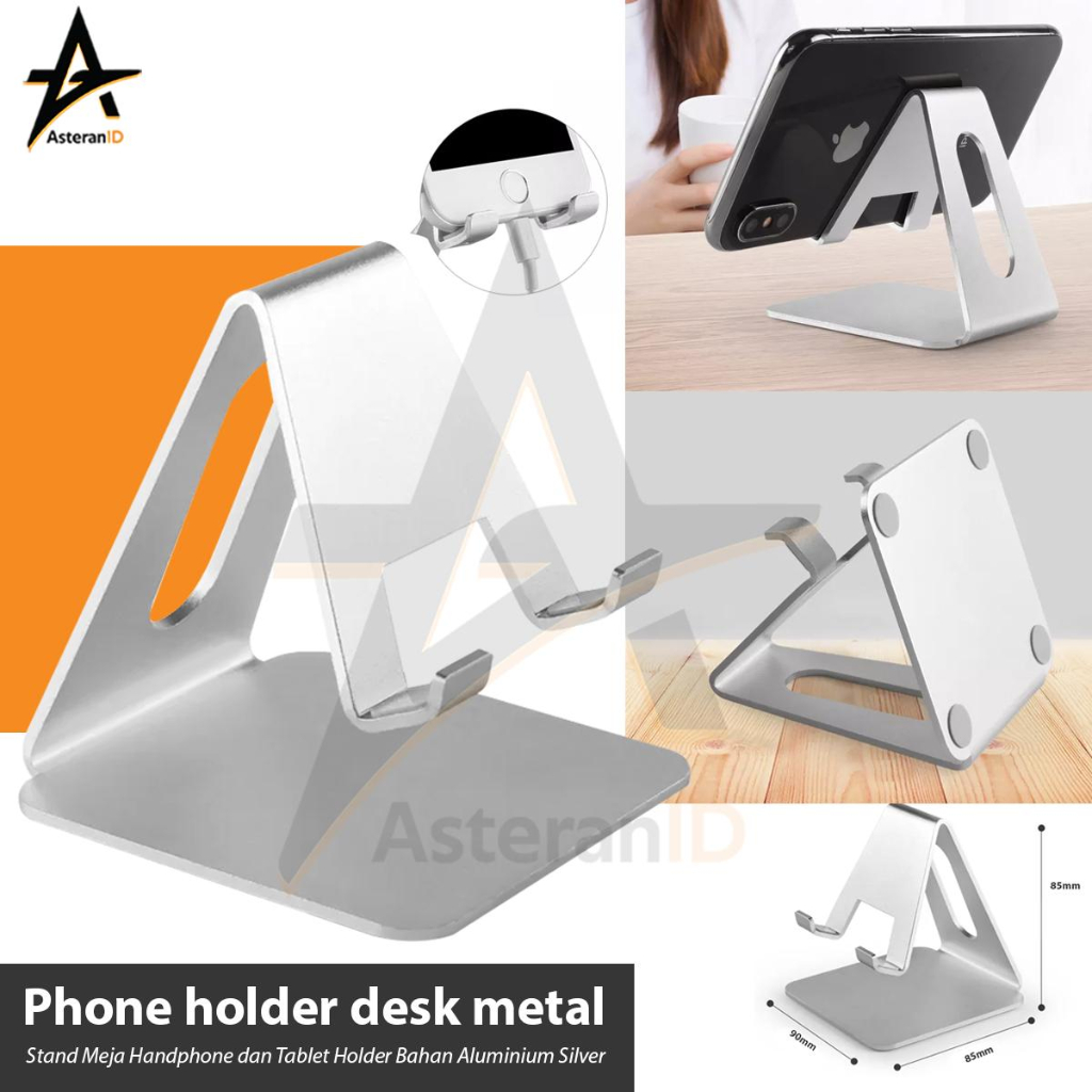Jual Stand Meja Handphone dan Tablet Holder Bahan Aluminium Silver ...