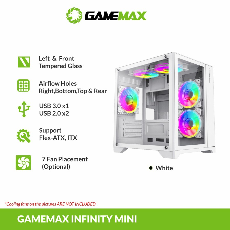 Jual Case PC Gaming Gamemax Infinity Mini White Dual Chamber mATX ...