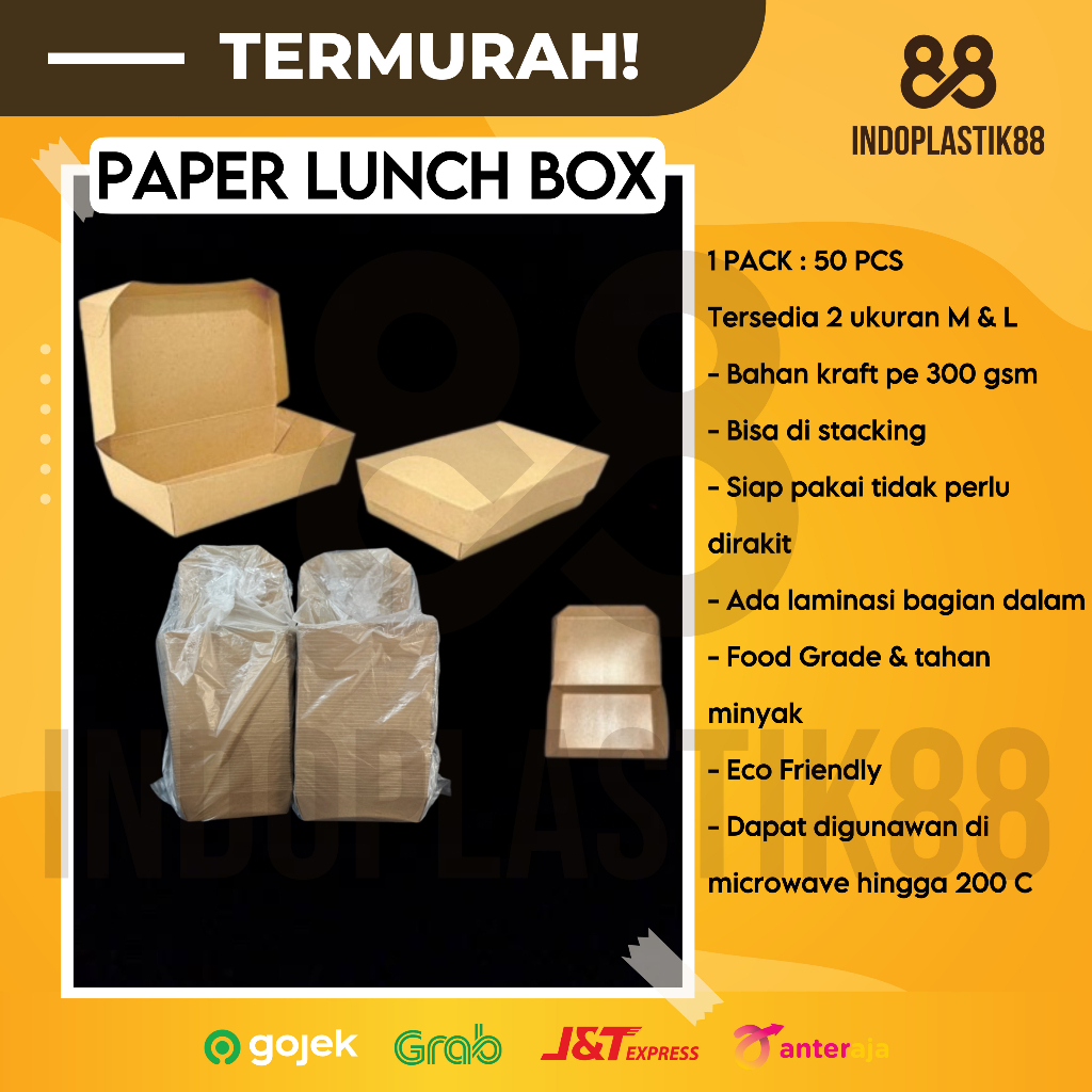 Jual PAPER LUNCH BOX KRAFT COKELAT LAMINASI UK M / UK L / KOTAK MAKAN ...