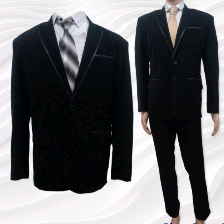 Jual jas formal hitam list (jas dengan celana) | Shopee Indonesia