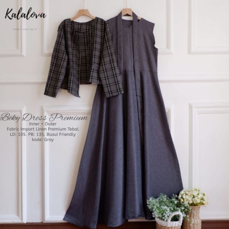 Jual BEKY DRESS PREMIUM by KALALOVA (Inner + Outer) / Setelan Dress ...