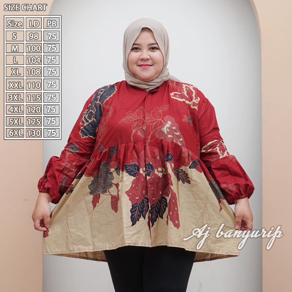 Jual (Aj Banyurip) Bisa COD Blouse Batik Jumbo Motif Bunga Mawar ...