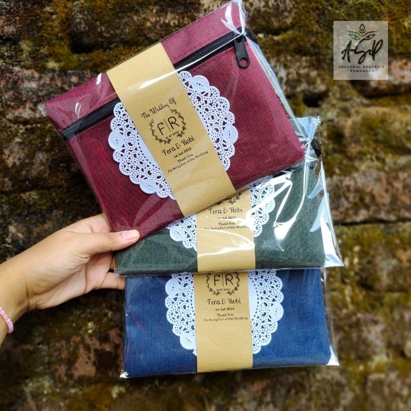 Jual FREE SABLON 19x15 Pouch Denim Souvenir Jumbo / Ready Stok / Promo ...