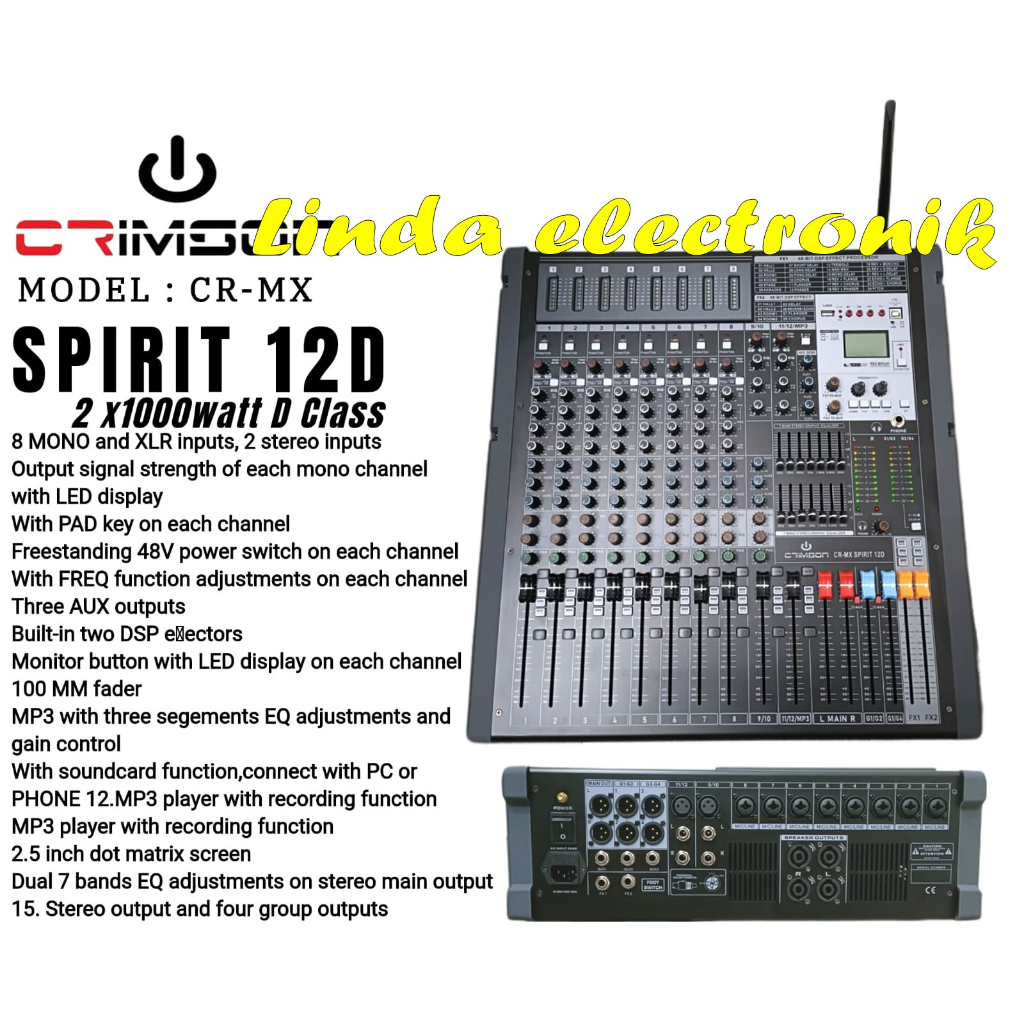 Jual power mixer crimson cr mx spirit 12d 1000 watt x 2 2000 watt d class | Shopee Indonesia