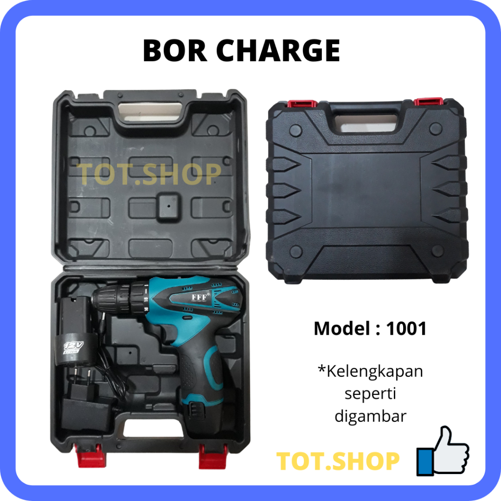 Jual Mesin Bor Baterai Tangan bisa Charge / Cordless Drill Battery Set ...