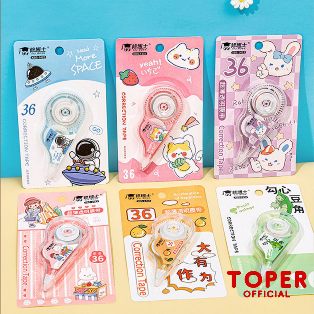 Jual TOPER Tip Ex Correction Tape Tipe X Roll Pita Penghapus Pulpen ...