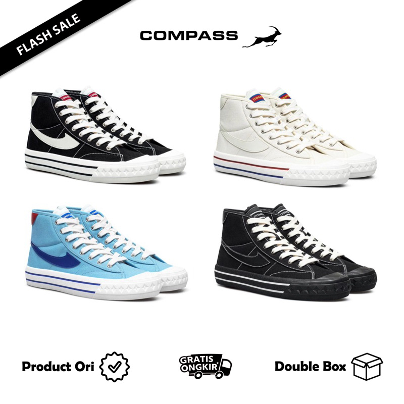 Jual [ORIGINAL] Sepatu Compass Retrograde Hi Decon Black white / Baby ...