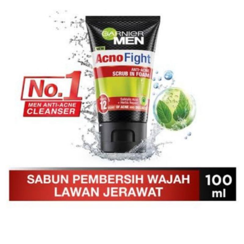 Jual GARNIER Men Acnofight anti acne scrub in foam cleanser 100ml | Shopee Indonesia