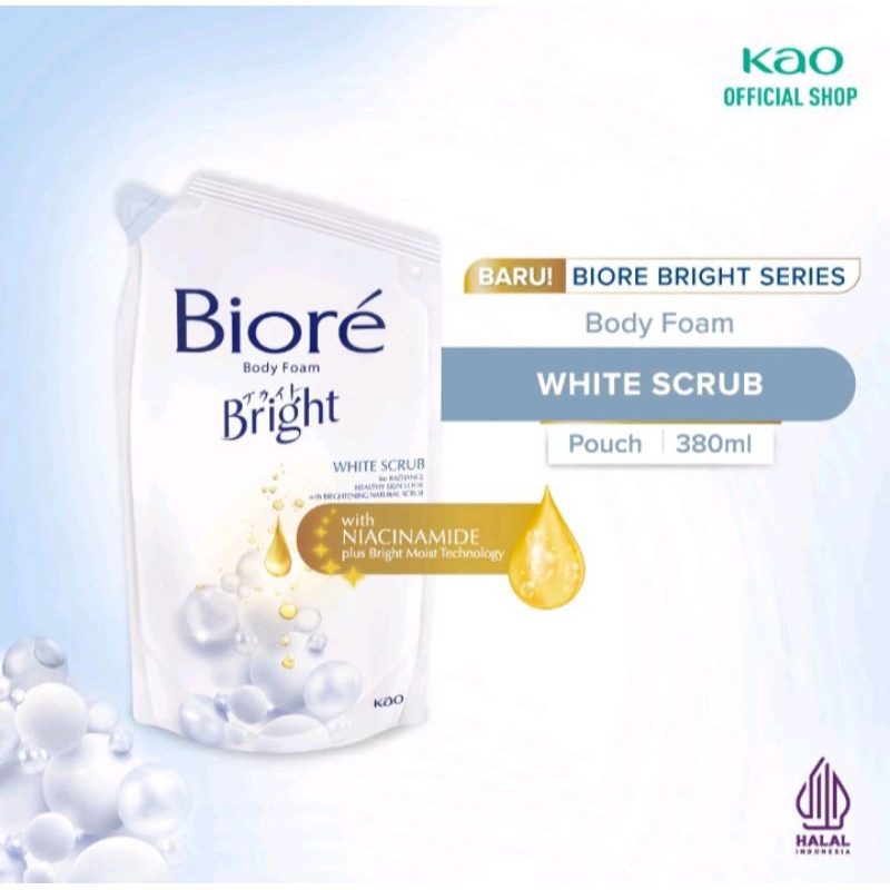 Jual Biore body wash bright white scrub refil 380ml | Shopee Indonesia