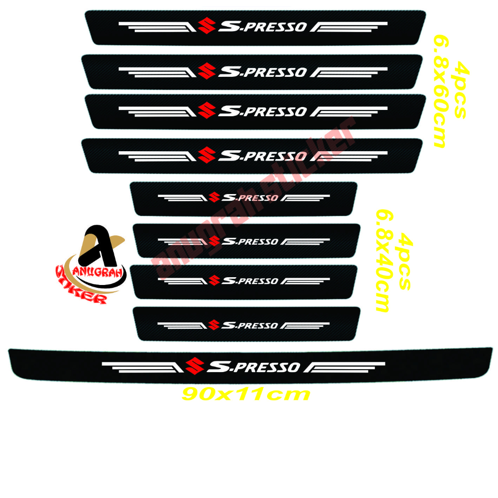Jual sticker sill plate 9pcs carbon 3d mobil s-presso sticker karbon 3d ...