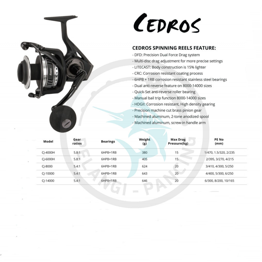 Jual Reel Spinning Okuma CEDROS ukuran 8000 10000 14000 | Shopee Indonesia