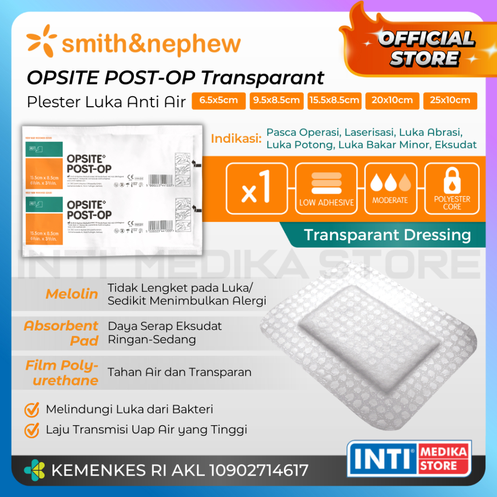 Jual SMITH & NEPHEW - Plester Luka Anti Air OPSITE POST OP Transparan ...