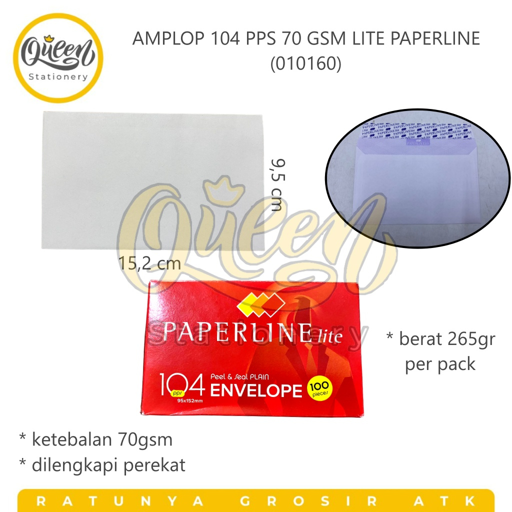 Jual 1 PACK AMPLOP 104 PPS 70 GSM LITE PAPERLINE AMPLOP PUTIH POLOS ENVELOPE (010160) | Shopee ...