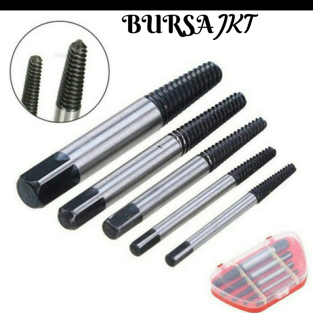 Jual Pembuka Baut Mur Patah Rusak Screw Tap 5In1 Box Merah Remover Bolt ...