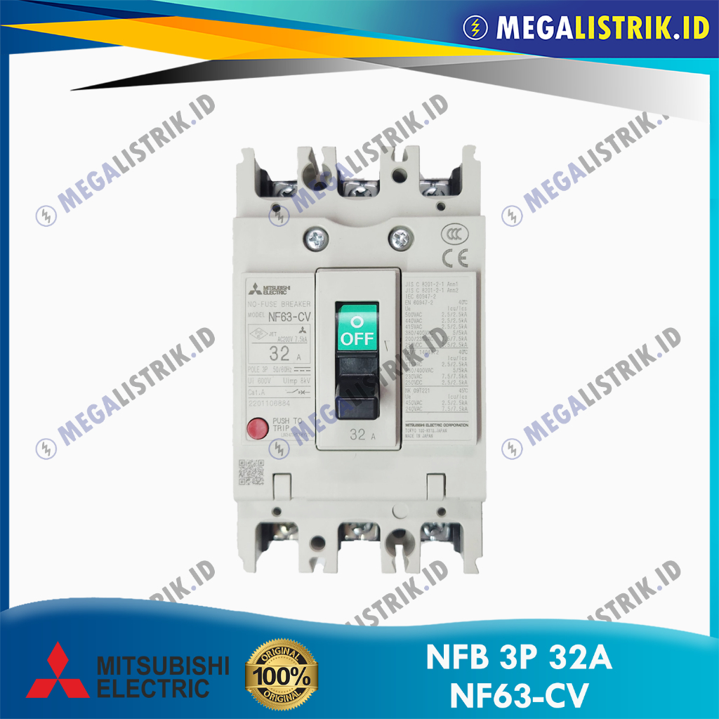 Jual MITSUBISHI NFB 3P 32A NF63-CV / MCCB / NO FUSE BREAKER NF63CV 3 PHASE 32 AMPERE | Shopee ...