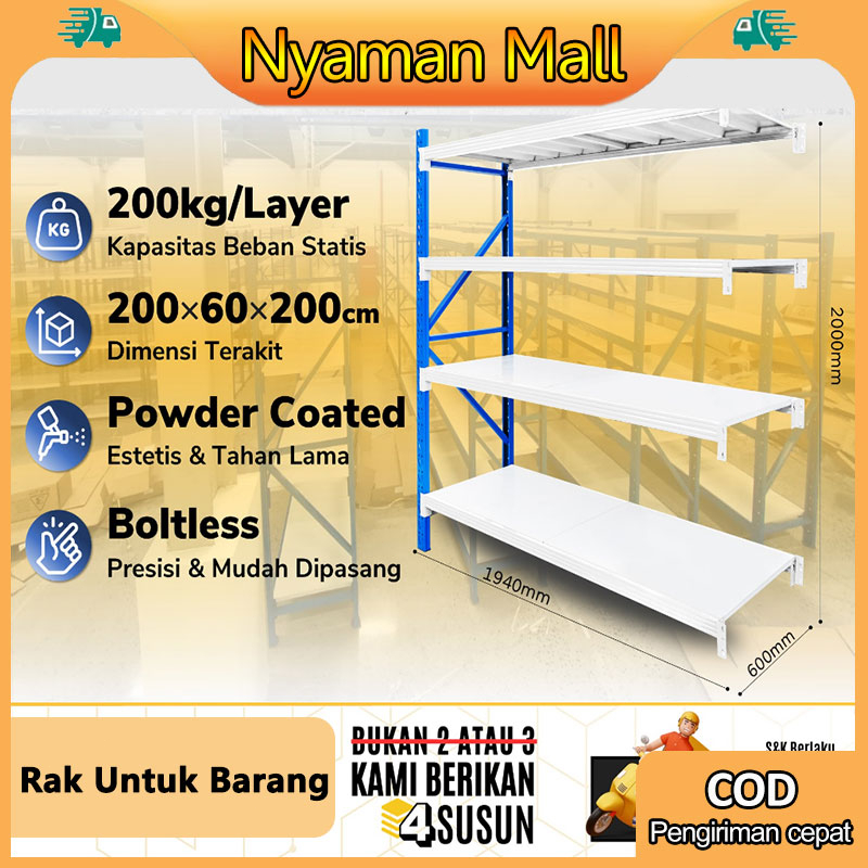 Jual Rak Besi Dengan 4 Tingkat Rak Gudang Dengan 2 Meter Rak Ringan ...