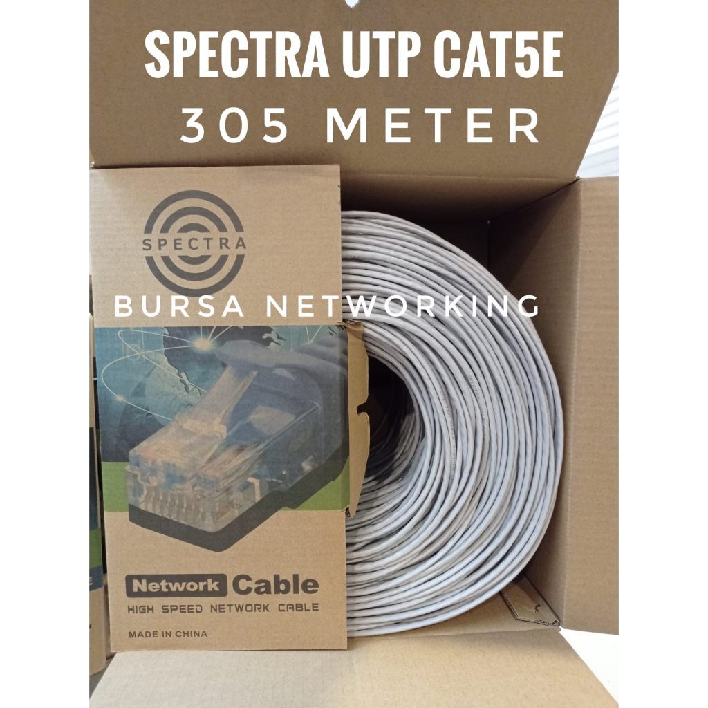 Jual SPECTRA KABEL LAN UTP CAT5E INDOOR [ Grey ] 305meter | Shopee ...