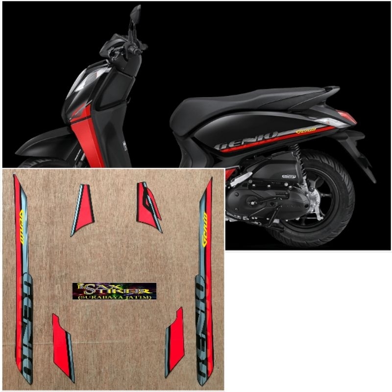 Jual Striping Original Honda Genio merah hitam tahun 2023 | Shopee ...