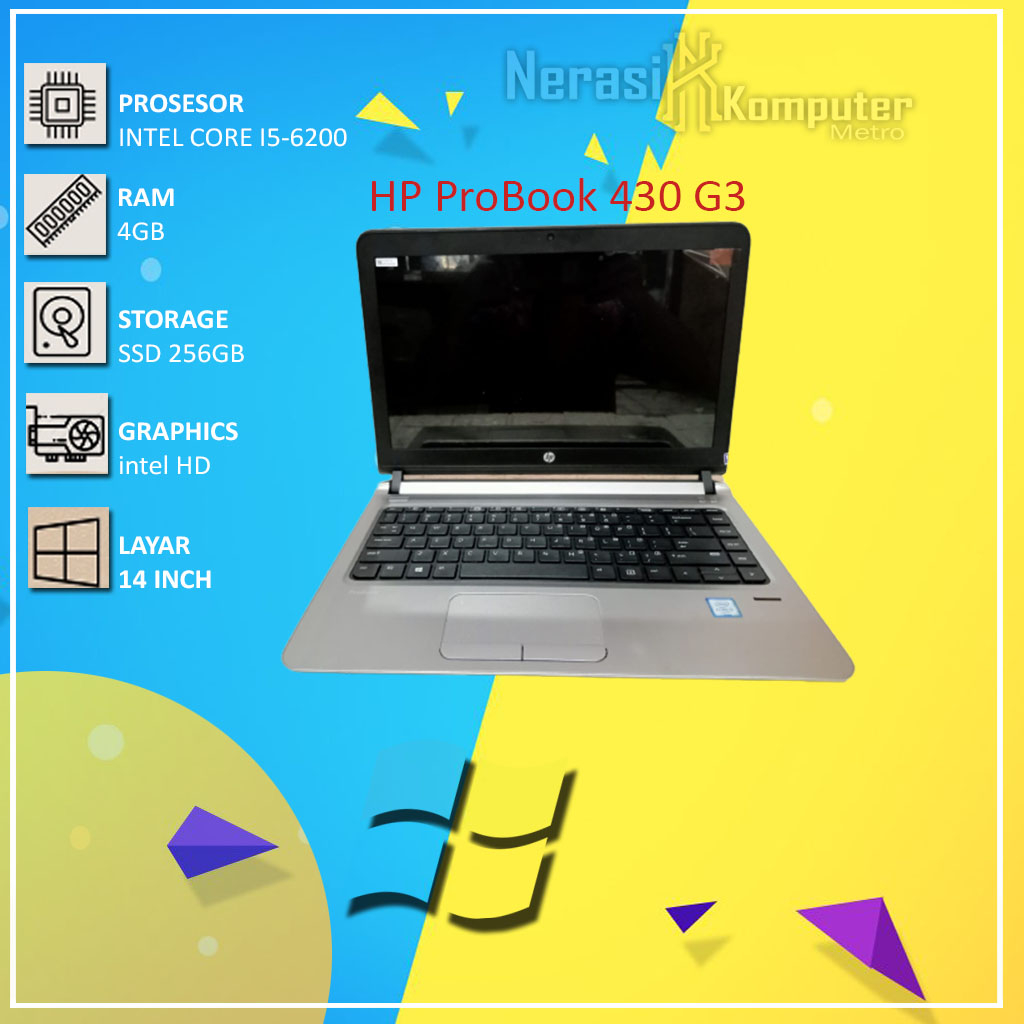 Jual Laptop HP 430 G3 Intel core i5-6200 4gb ssd 256gb layar 14 inch second laptop | Shopee ...