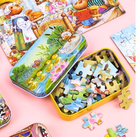 Jual YGtoys Mainan Jigsaw Puzzle Kayu 60 Pcs Kotak Besi Kaleng Mainan ...