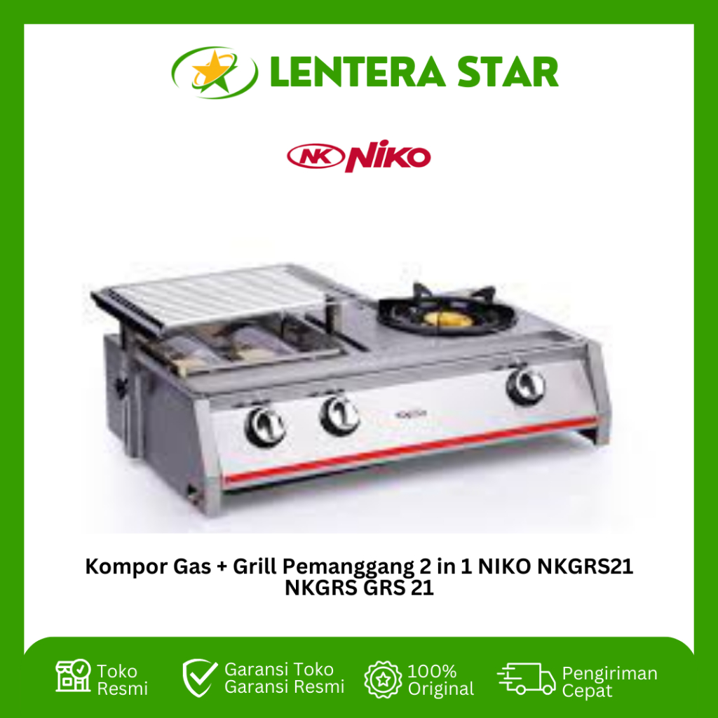 Jual Kompor Gas + Grill Pemanggang 2 in 1 NIKO NKGRS21 NKGR NKGRS NK GR GRS 21 | Shopee Indonesia