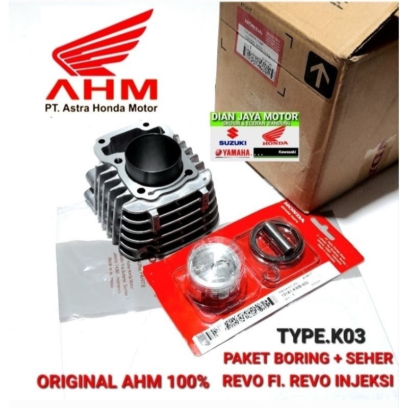 Jual Paket Boring + Piston kit Seher AHM K03 Honda Revo fi Revo injeksi ...