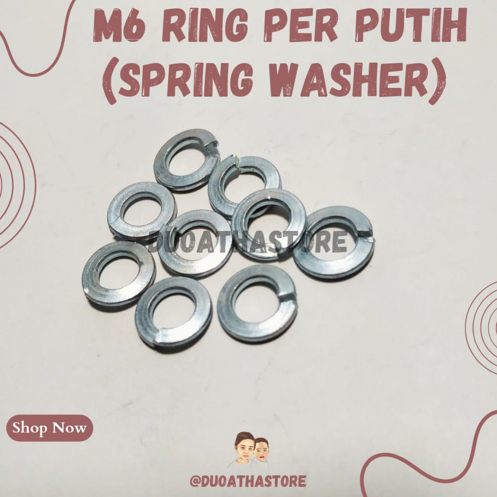 Jual M6 RING PER BESI PUTIH 6mm SPRING WASHER GALVANIS | Shopee Indonesia