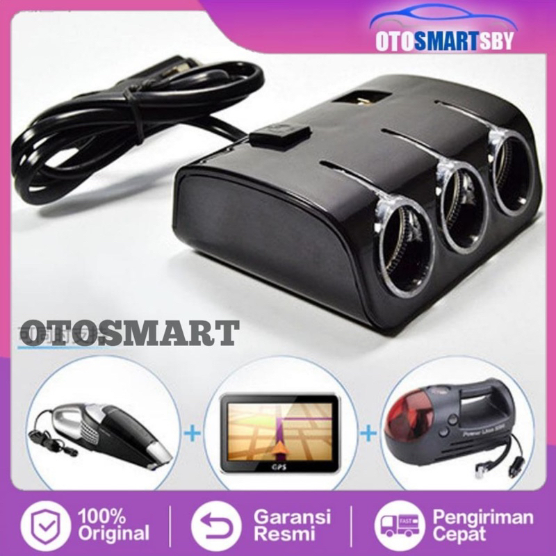 Jual Charger Mobil Colokan USB 3 Lubang Socket Lighter / Triple Socket ...