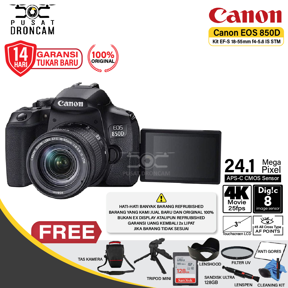 Jual Canon EOS 850D Kit EF-S 18-55mm f4-5.6 IS STM DSLR Camera | Shopee ...