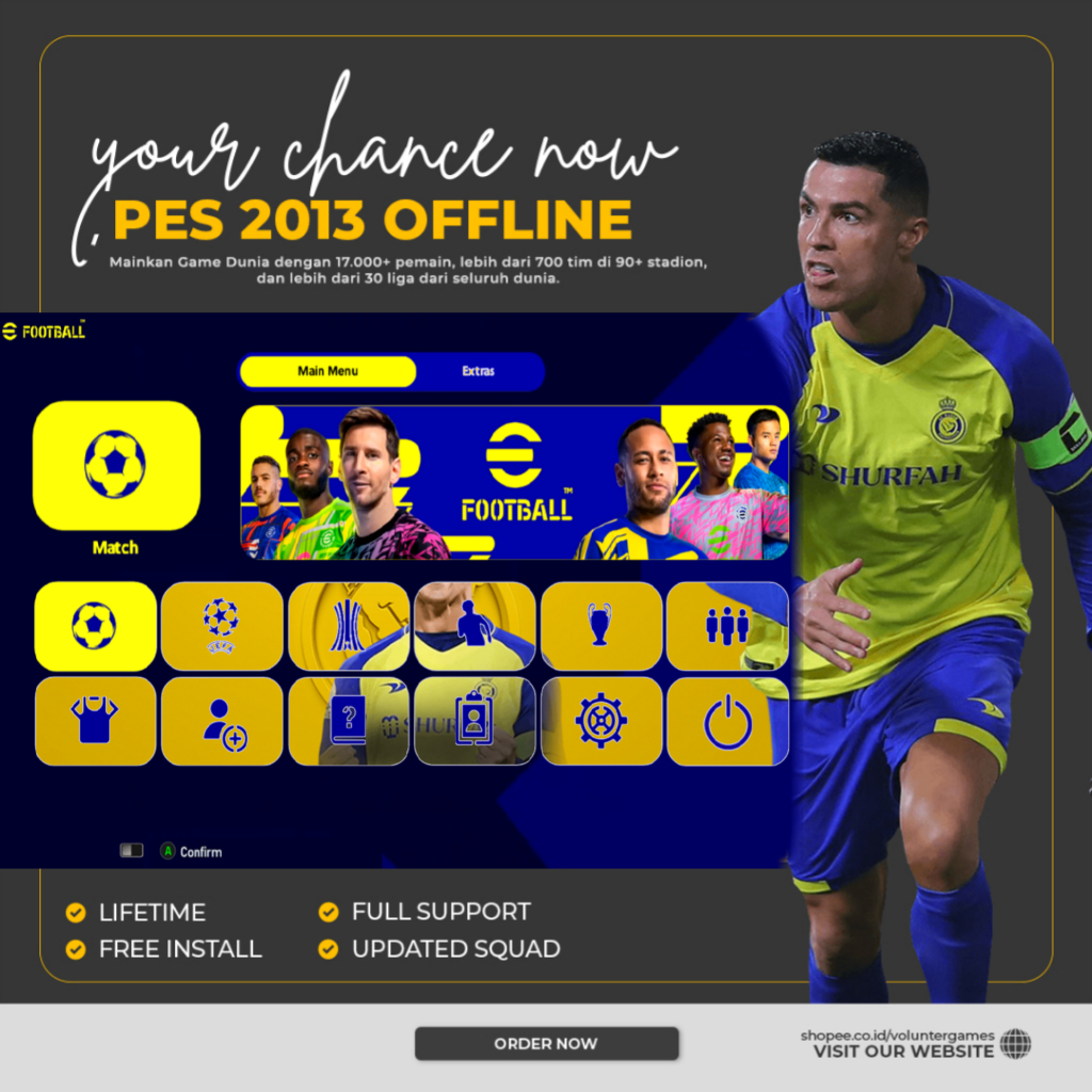 Jual PES 2013 LATEST UPDATE 2023 PC GAME OFFLINE NO LAG | Shopee Indonesia