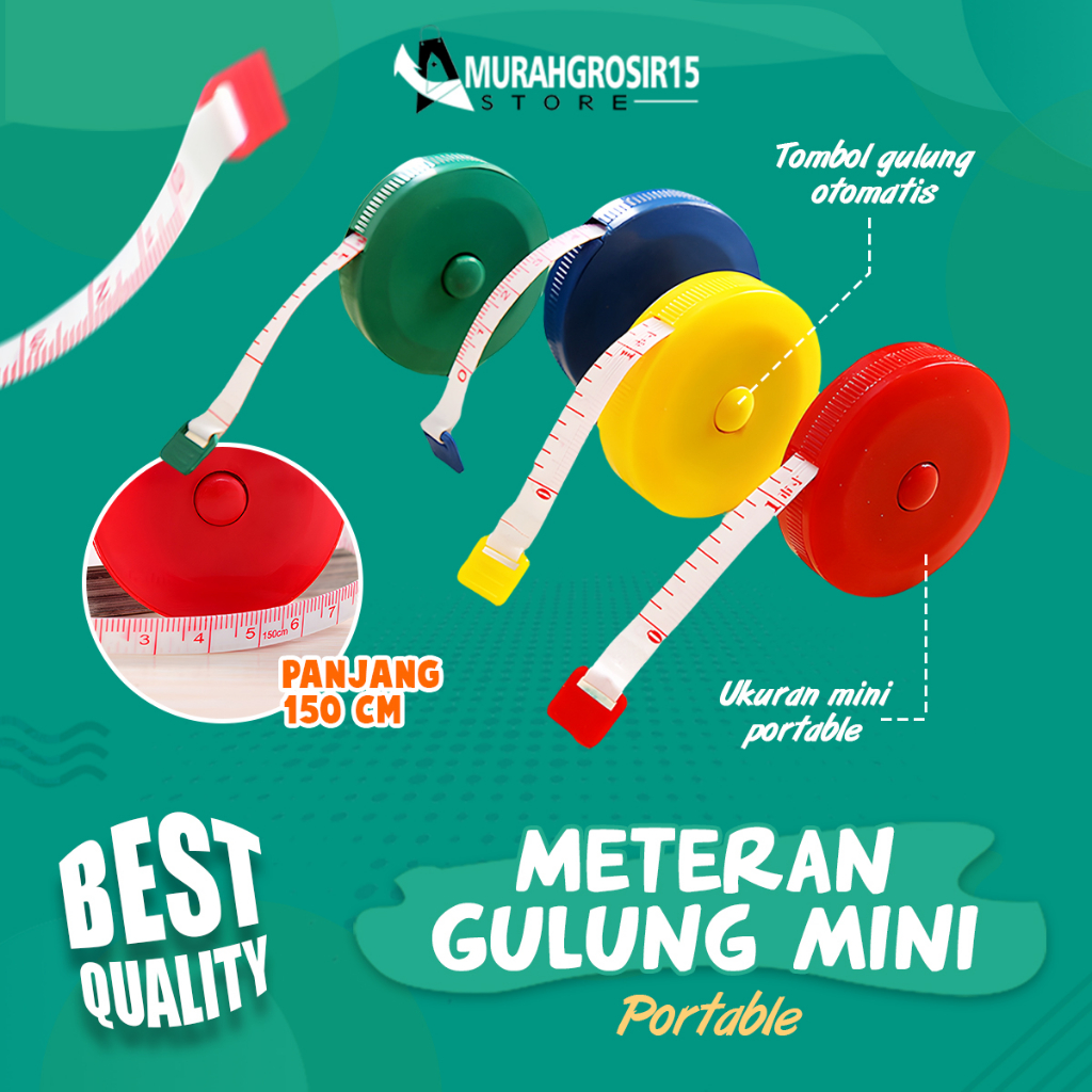 Jual Meteran Gulung Putar Mini Pengukur Lingkar Perut Tukang Jahit ...