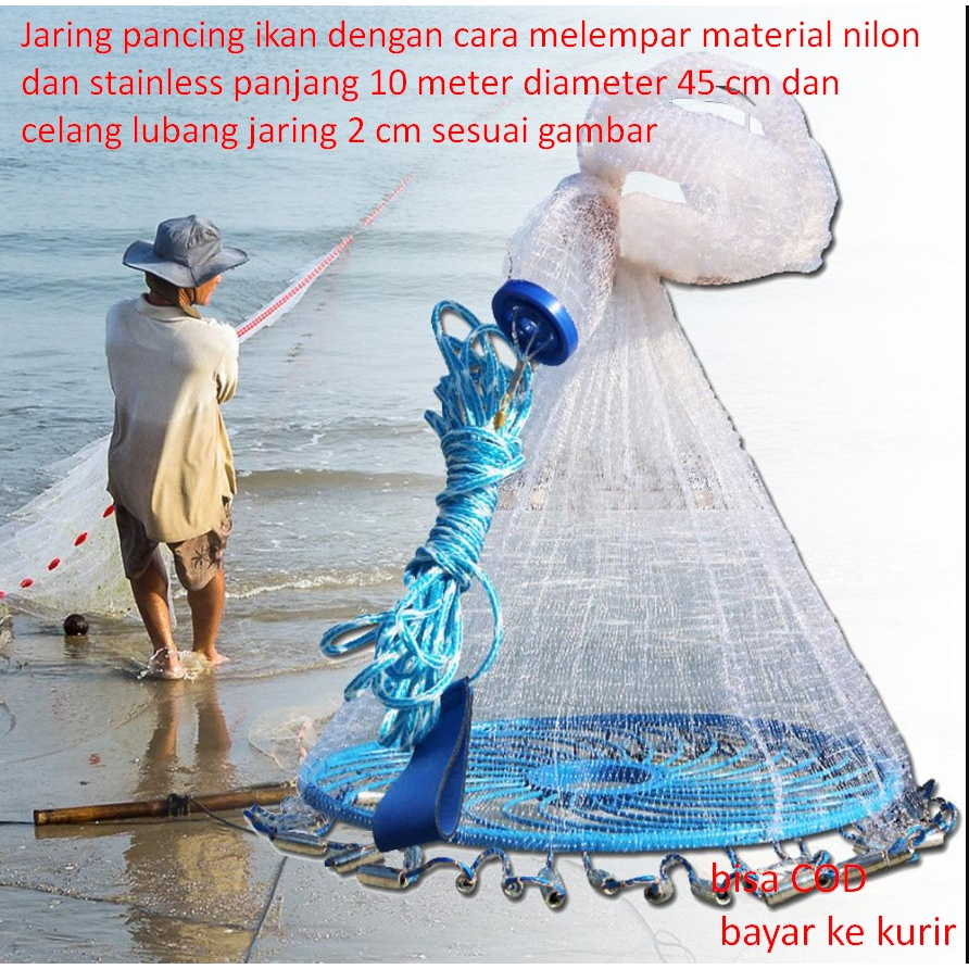 Jual Jaring pancing ikan dengan cara melempar material nilon dan ...