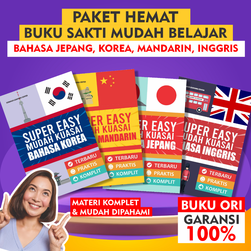 Jual BUKU BAHASA INGGRIS KOREA JEPANG MANDARIN UNTUK PEMULA SUPER EASY MUDAH JAGO KUASAI BAHASA ...