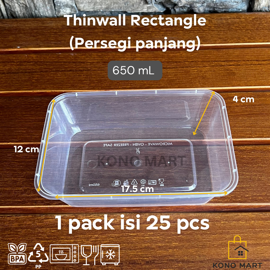 Jual [ISI 25 PCS] Thinwall Persegi Panjang Rectangle 200 250 300 500 650 750 1000 | Shopee Indonesia