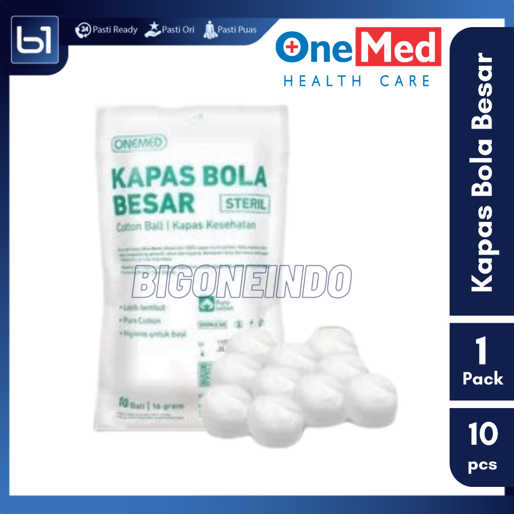 Jual Kapas Bola Besar Steril Isi 10 Ball OneMed Cotton Ball Kapas ...