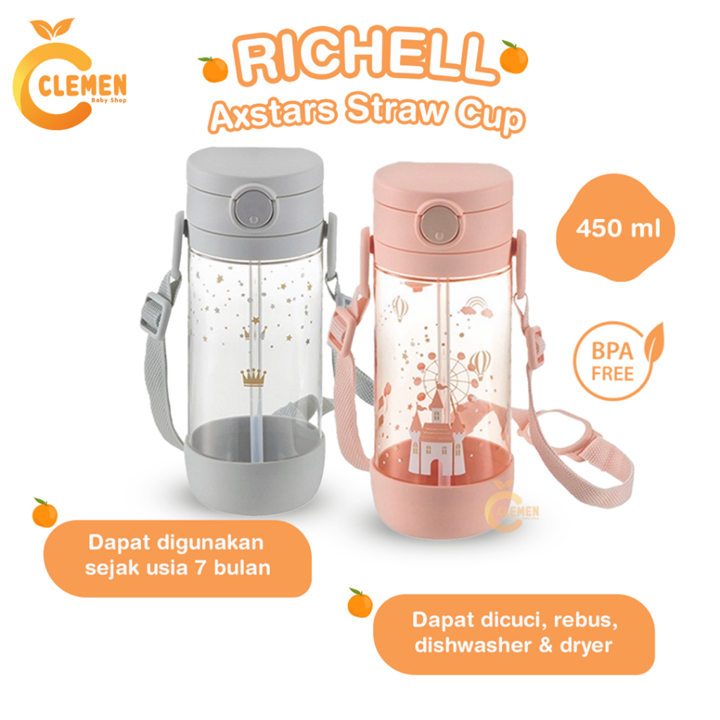 Jual Richell Axstars Straw Cup 450 ml (Botol Minum Anak) | Shopee Indonesia