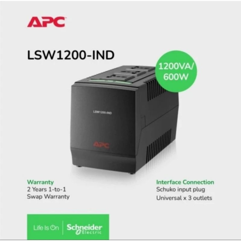 Jual Stabilizer Listrik APC 1200VA 600W Schneider LSW1200-IND | Shopee ...