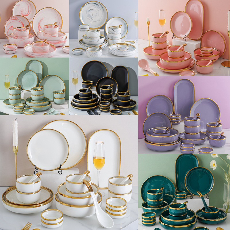 Jual PAKET PIRING ISI 26 LIST GOLD KERAMIK TEBAL BANYAK WARNA PINK ...