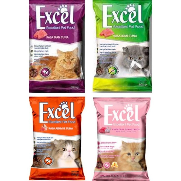 Jual EXCEL 1 ZAK Cat Food All Varian / Makanan Kucing Excel Adult ...