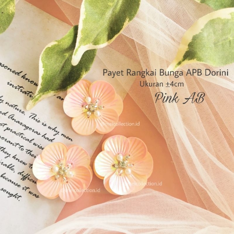 Jual Bunga 3d APB Dorini 4cm pink Ab payet bunga bebas pilih warna ...