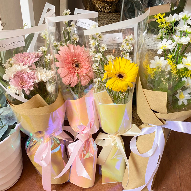 Jual (Hologram single) bunga segar KHUSUS JABODETABEK Buket gerbera ...