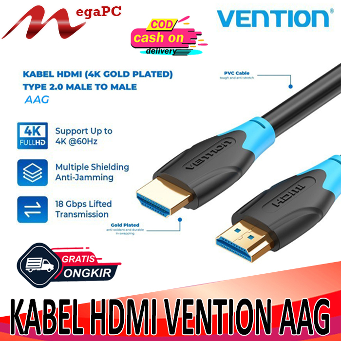 Jual Kabel Vention HDMI Male To Male AAC/AAG 0,5M - 5M 4K Gold Plated ...