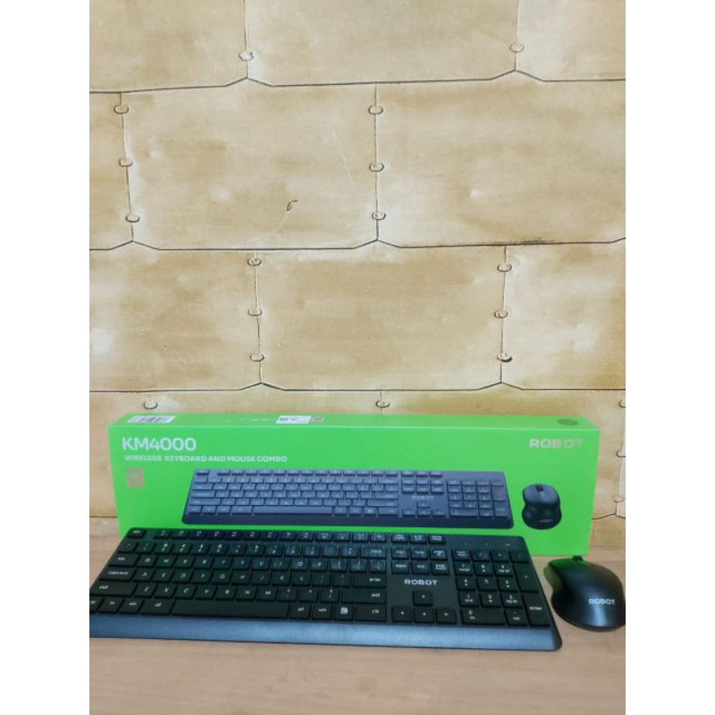 Jual ROBOT KM4000 Wireless Keyboard and Mouse Combo Silent Key Black ...