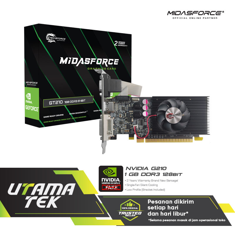 Jual VGA Nvidia Midasforce G210 DDR3 64bit 1GB LP Garansi 2 Tahun | Shopee Indonesia