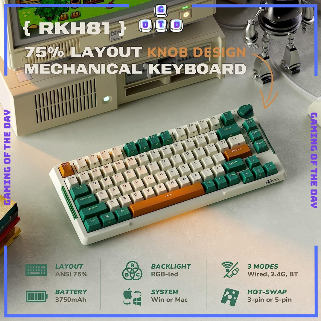 Jual ROYAL KLUDGE RK H81 GASKET MOUNT 3-MODE MECHANICAL KEYBOARD 75% ...