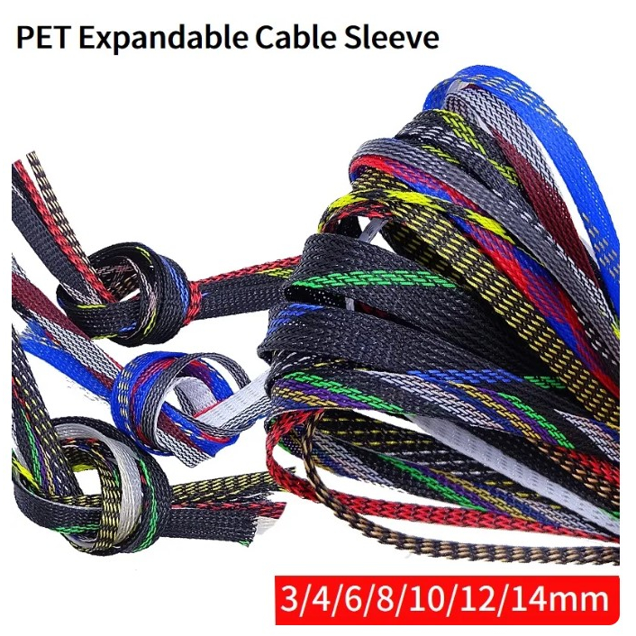 Jual 1meter Kabel Pelindung Pet Braided Cable Sleeve Lebar flat 4mm 6mm ...