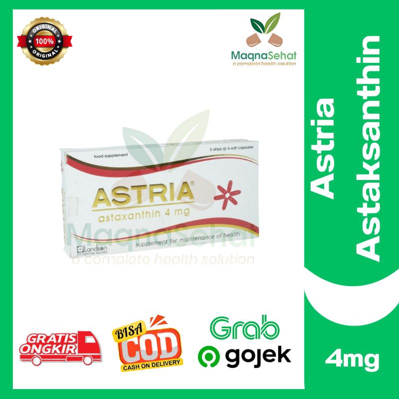 Jual ASTRIA Suplemen Antioksidan Natural Astaxanthin 4mg 1 Pack 12 Soft ...